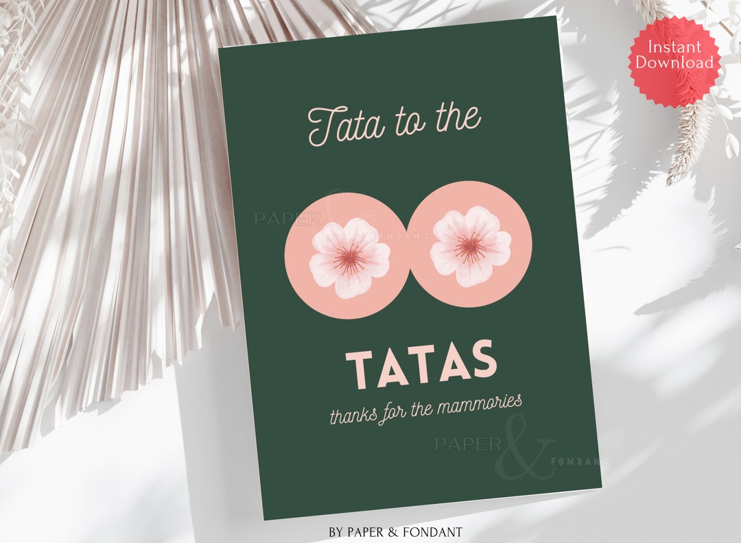 Mastectomy Greeting Card, Tata to the Tatas Green, Boho Feminine ...