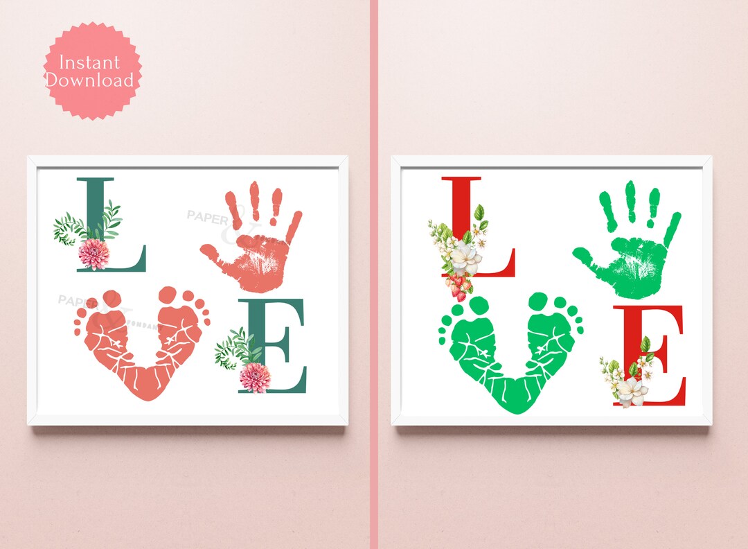Love Handprint Footprint Keepsake Bundle, Valentine Art Craft, Mothers ...