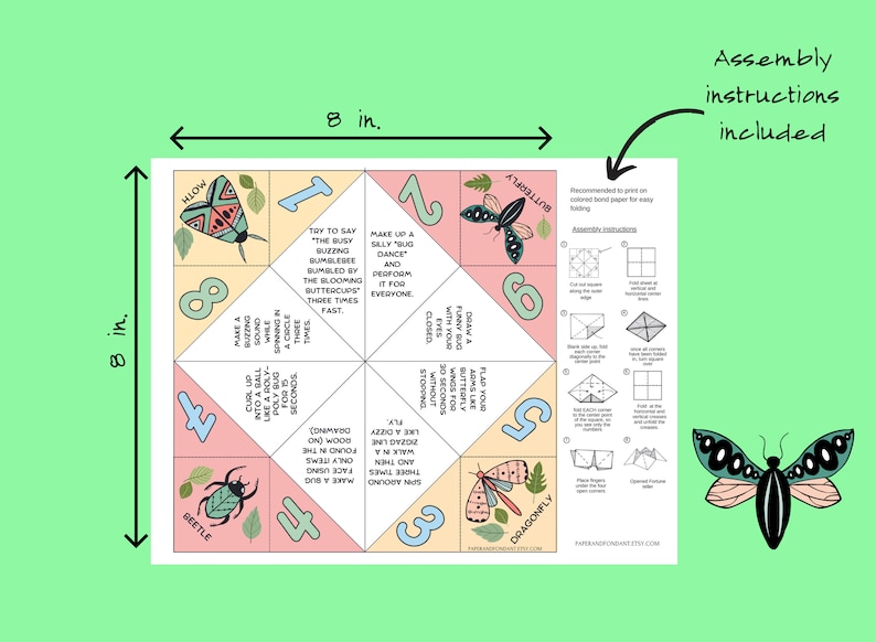 Insect, Bugs Fortune Teller With Activities, Nature Theme Cootie ...