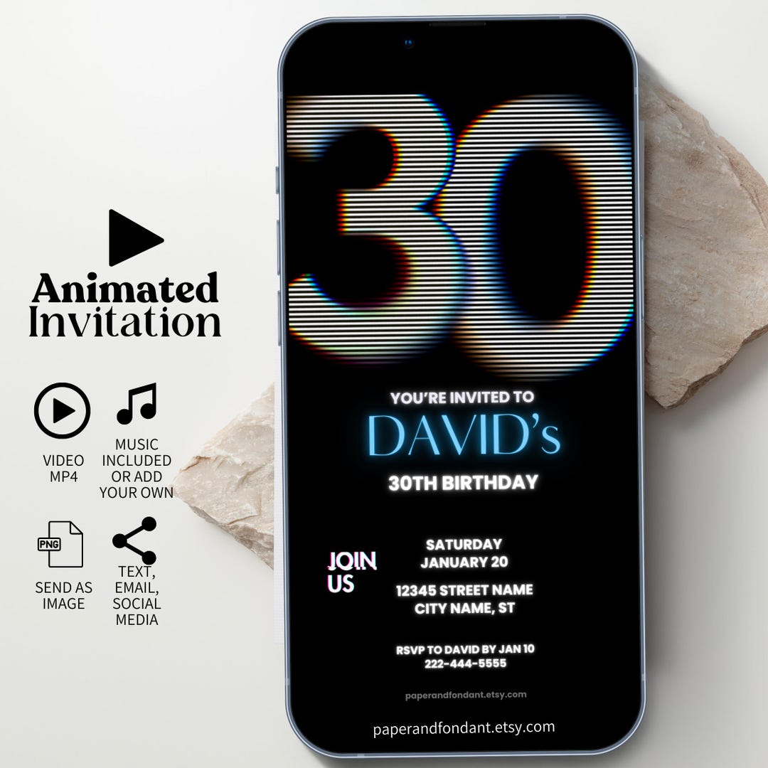 30th Birthday Animated Birthday Video Invitation With Music,80s ...