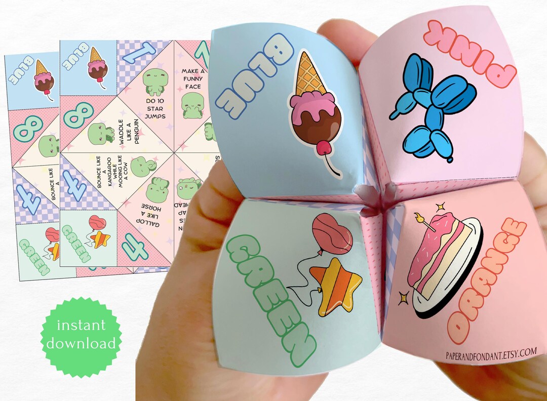 Birthday Fortune Teller Turtle, Ice Breaker Party Activities, Cootie ...