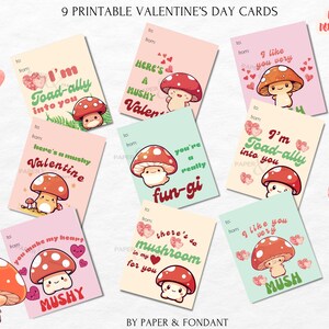 Kawaii Mushroom Kids Valentine's Day Card, Punny Card Funghi, Classroom ...
