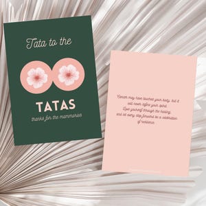 Mastectomy Greeting Card, Tata to the Tatas Green, Boho Feminine ...