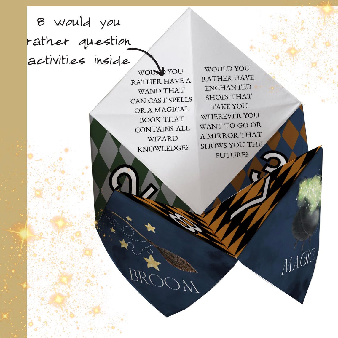 Wizard Fortune Teller With Activities, Magic,spell Theme Cootie Catcher ...