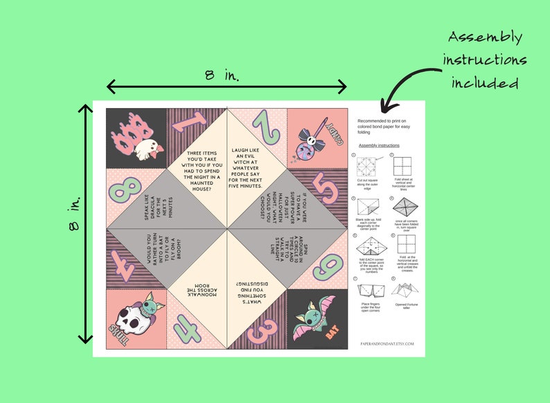 Pastel Halloween Fortune Teller, Truth Dare Activities, Cootie Catcher ...