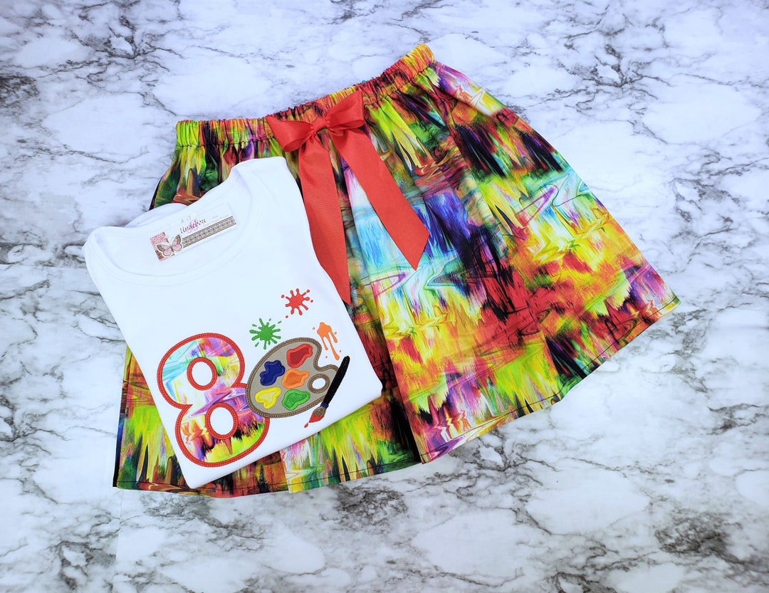 Paint Birthday Outfit/girls Paint Party/paint Splatter Palette - Etsy