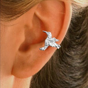 Hummingbird Ear Cuff Earring Non-pierced Cartilage Wrap Sterling Silver ...