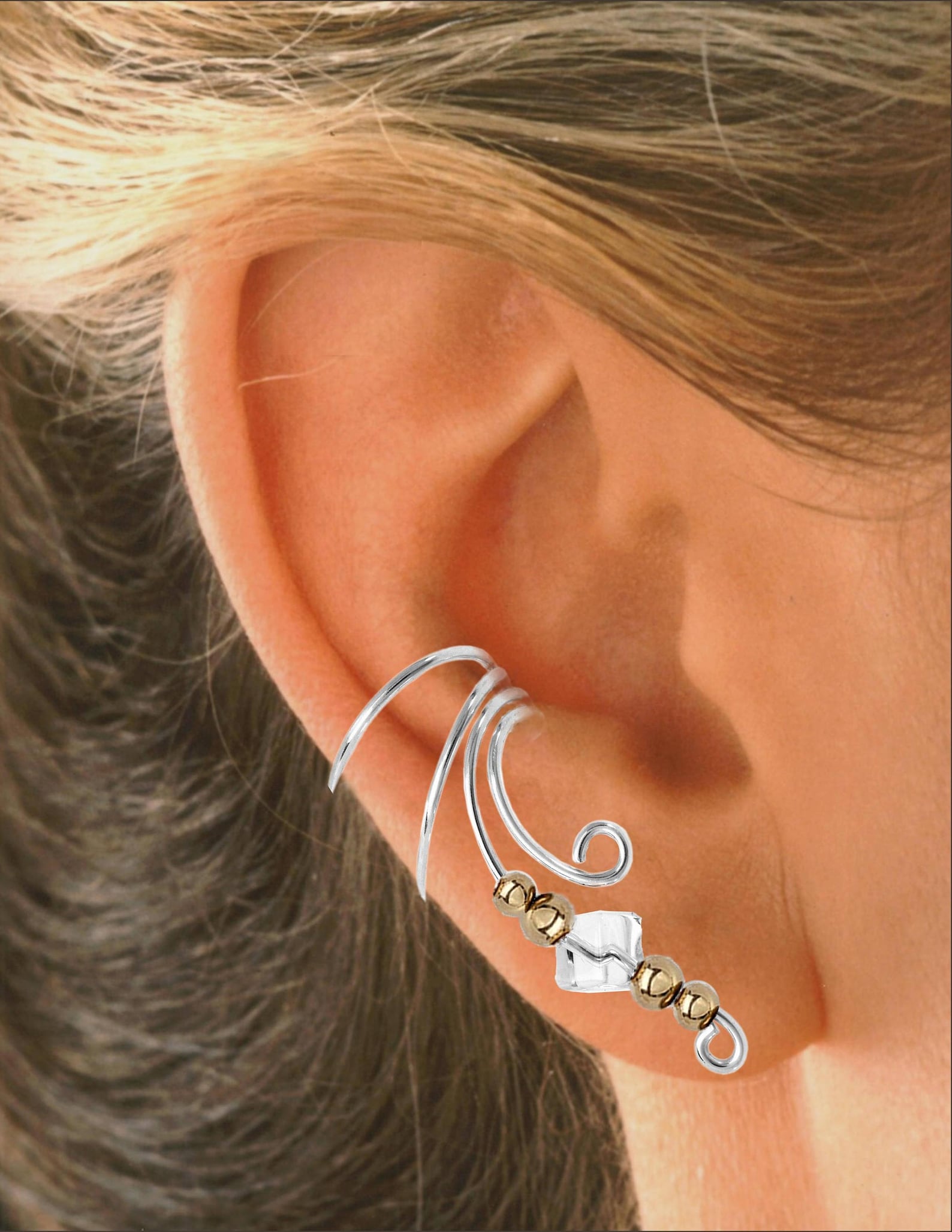 Ear Charms® Clear Crystal Cube Long Wave Ear Cuff Non-pierced - Etsy