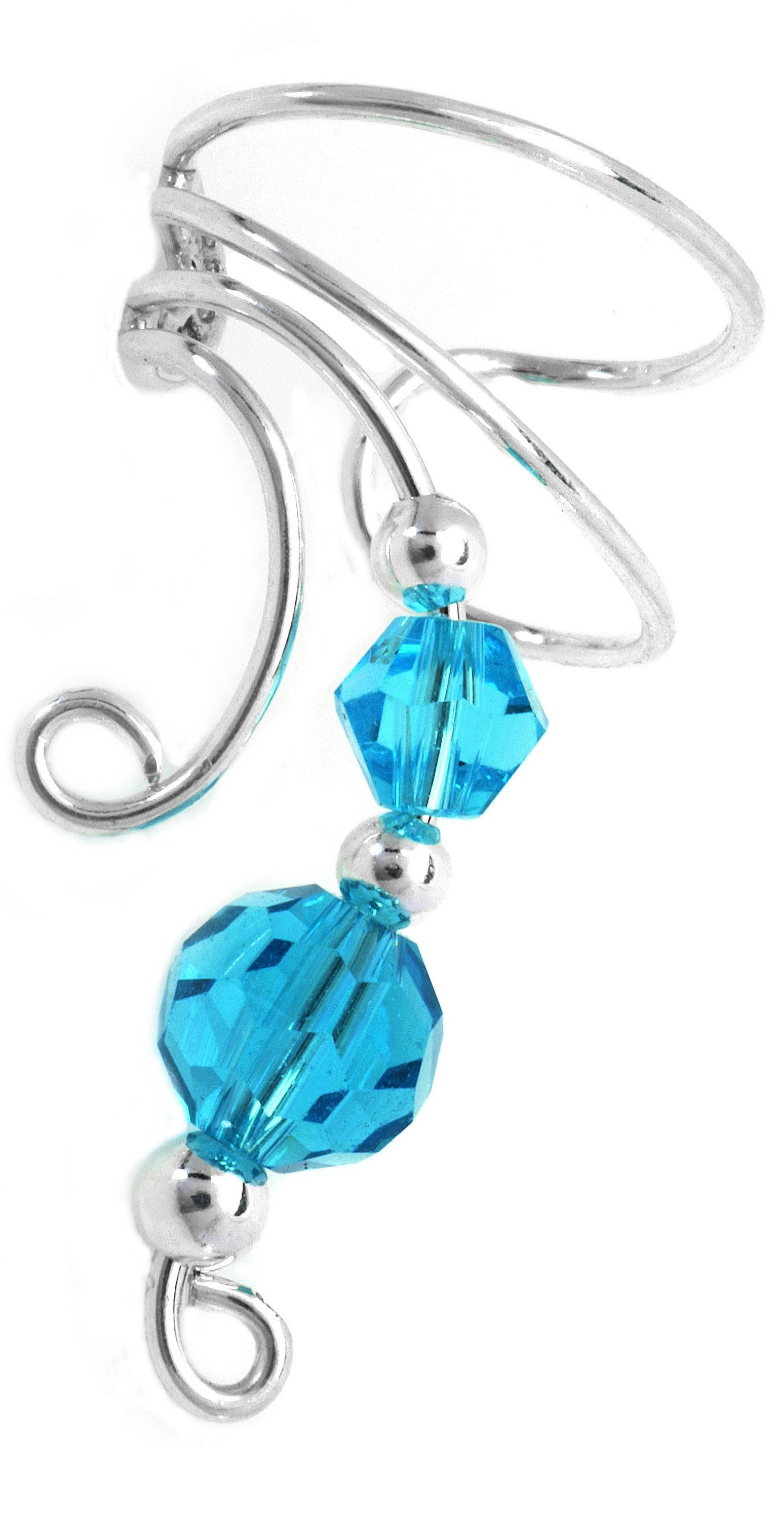 Ear Charms® Ear Cuff With 2 Beautiful Blue Crystals on | Etsy