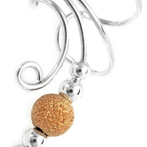 Ear Charms® Ear Cuff Stardust Laser Non-pierced Earring Long Beaded Wave Cartilage Ear Wrap Gold ...