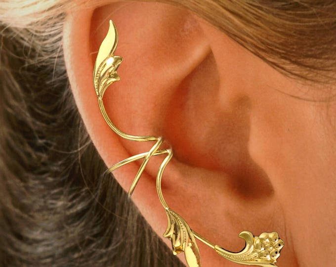 Ear Charms® Flower / Leaf Ear Cuff Non-pierced 'full' Spray Earring ...