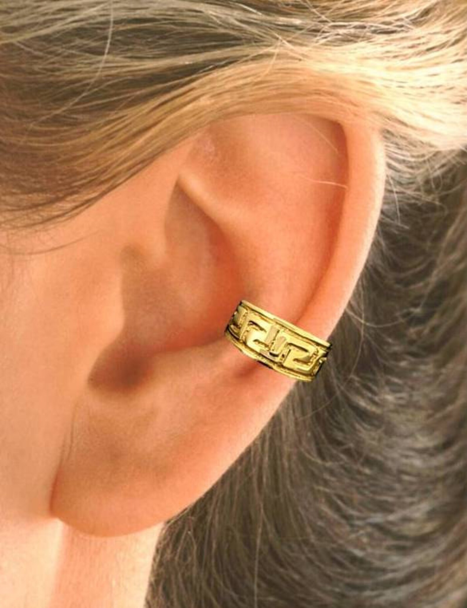Ear Cuff Greek Key Design in Sterling Silver or Gold Vermeil - Etsy