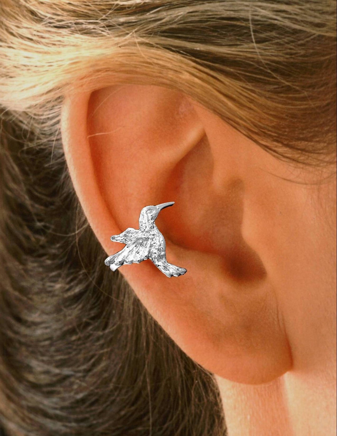 Hummingbird Ear Cuff Earring Non-pierced Cartilage Wrap Sterling Silver ...
