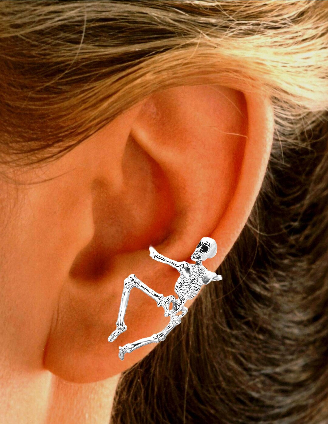 Skeleton Ear Cuff: Sterling Silver Non-pierced Earring - Etsy