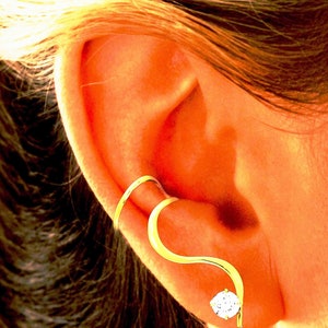 Ear Charms® Non-pierced "one-liner"™ Ear Cuff Earring With Large CZ ...