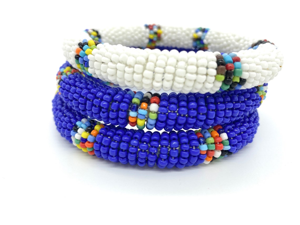 Set of 3 Beaded Kenyan Bangles - Etsy
