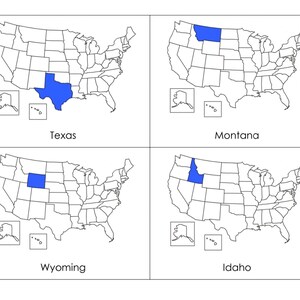 Montessori 3 Part Cards- USA - Etsy