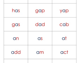 Montessori Phonetic Cards PDF Downnload. Short Vowel Cards / Rhyming ...