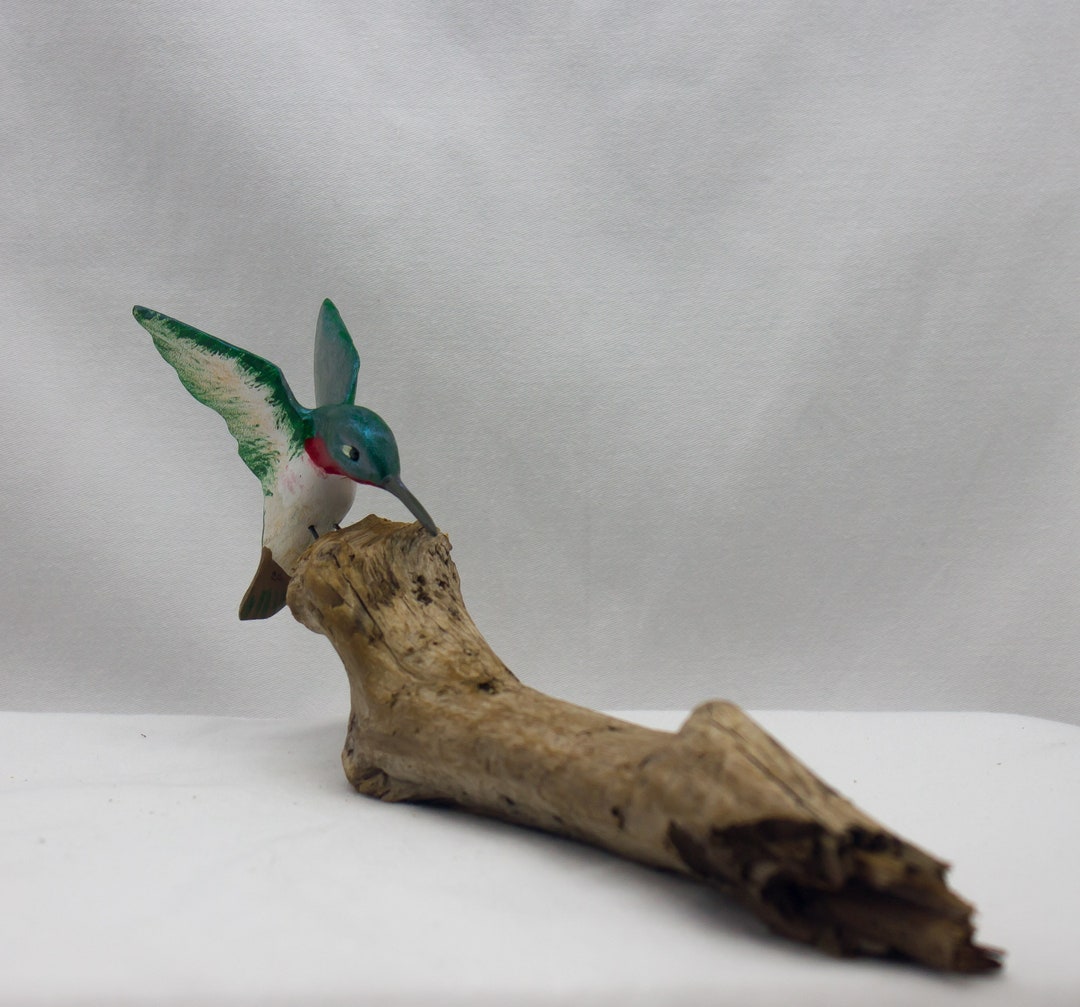 Ruby Throated Hummingbird Sitting. Handcrafted Carved - Etsy