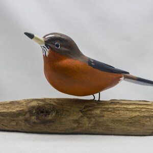 Robin - Sitting. Handcrafted, Carved Wooden Bird, Painted Bird, Home ...