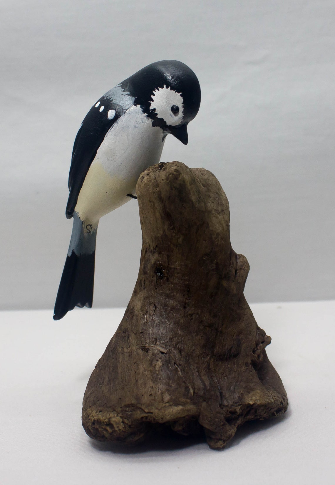 Nodding Chickadee Sitting. Handcrafted Carved Wooden Bird | Etsy