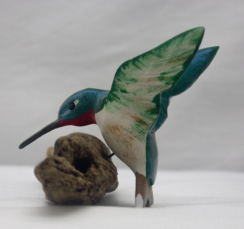 Ruby Throated Hummingbird Sitting. Handcrafted Carved - Etsy