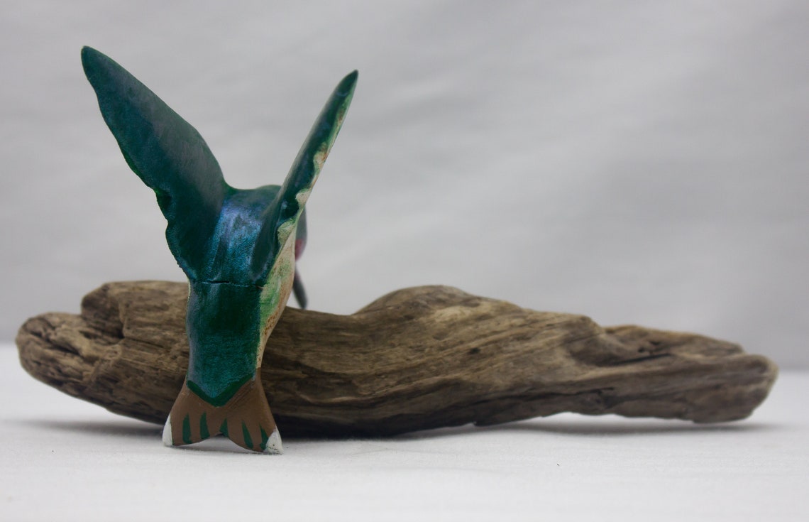 Ruby Throated Hummingbird Sitting. Handcrafted Carved - Etsy