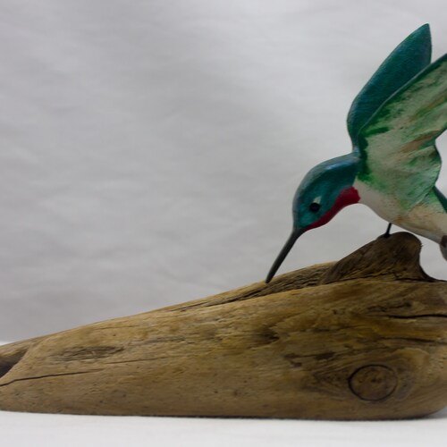 Ruby Throated Hummingbird Sitting. Handcrafted Carved - Etsy