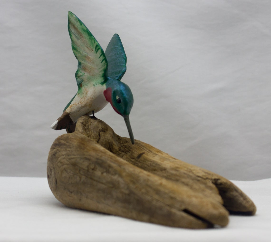 Ruby Throated Hummingbird Sitting. Handcrafted Carved - Etsy