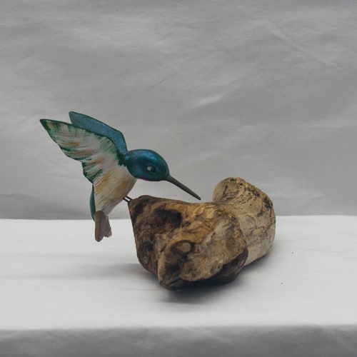 Ruby Throated Hummingbird Sitting. Handcrafted Carved - Etsy