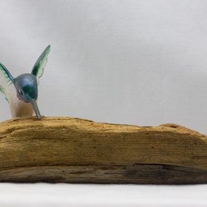 Ruby Throated Hummingbird Sitting. Handcrafted, Carved Wooden Bird ...