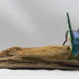 Ruby Throated Hummingbird Sitting. Handcrafted, Carved Wooden Bird ...