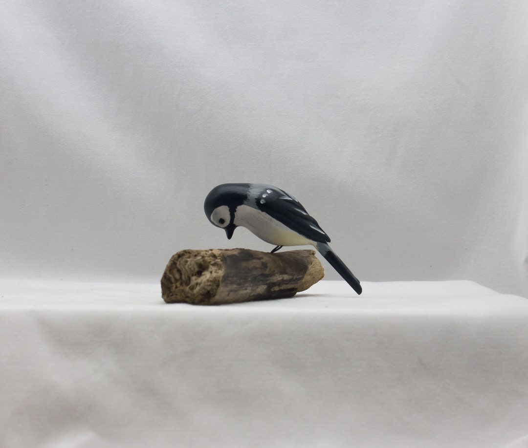 Nodding Chickadee Sitting. Handcrafted Carved Wooden Bird - Etsy
