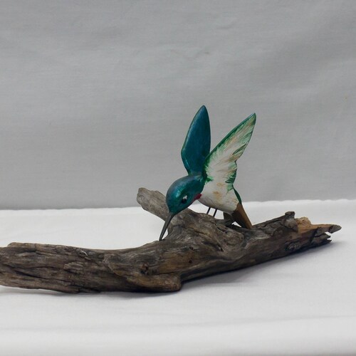 Ruby Throated Hummingbird Sitting. Handcrafted Carved | Etsy