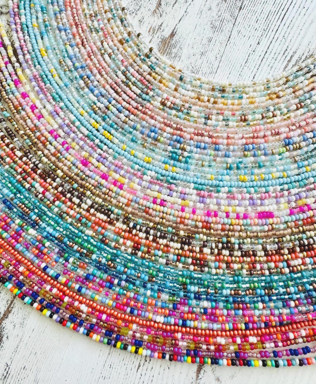 Beaded Choker Necklace, Boho Beachy Necklaces, Muticolored Bead Chokers ...