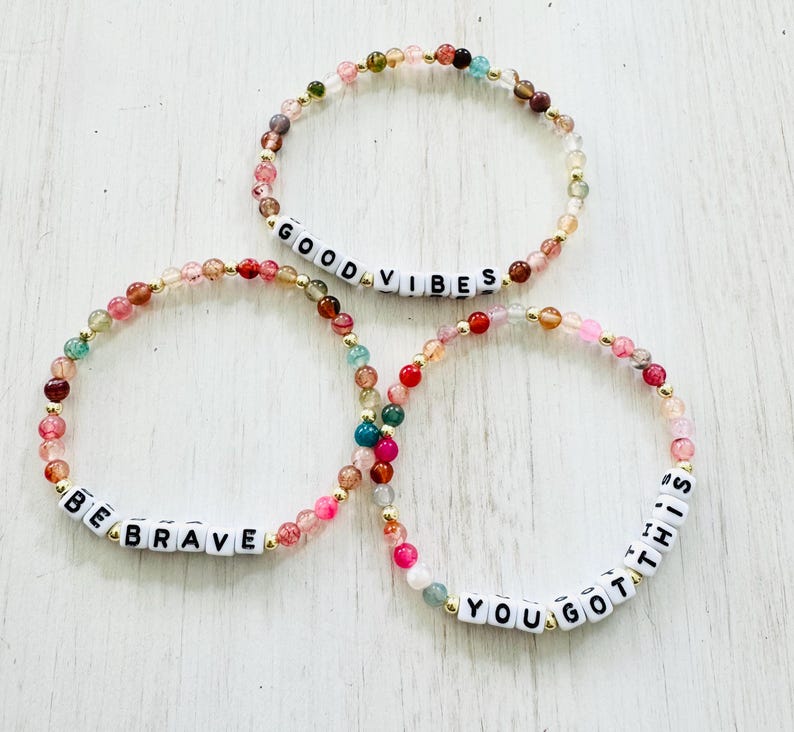 Dainty Gemstone Name Bracelet| Personalized Beaded Custom Bracelet ...