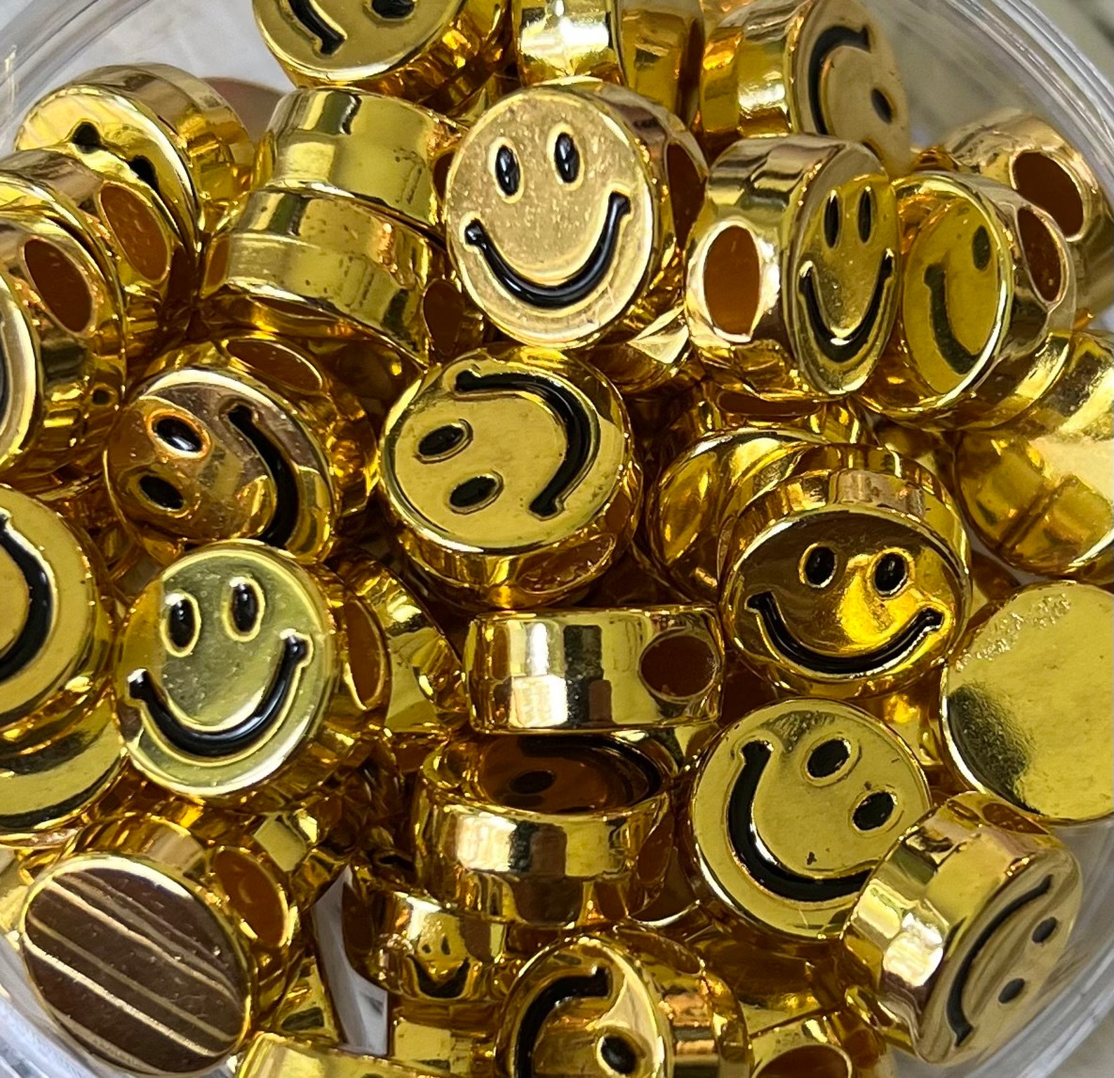 Smiley Face Beads, Happy Go Lucky Beads, Gold Smiley Face Beads, Bead ...