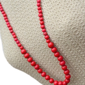Long Red Necklace / Long Red Beaded Necklace / Long Beaded Necklace ...