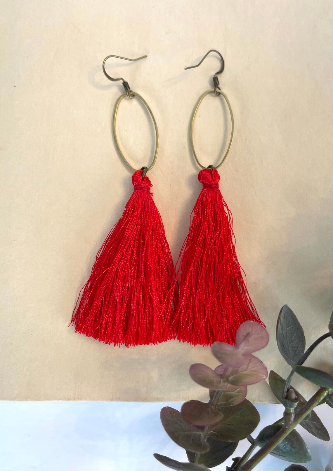 Red Tassel Earrings / Long Red Earrings / Bright Red Silk - Etsy