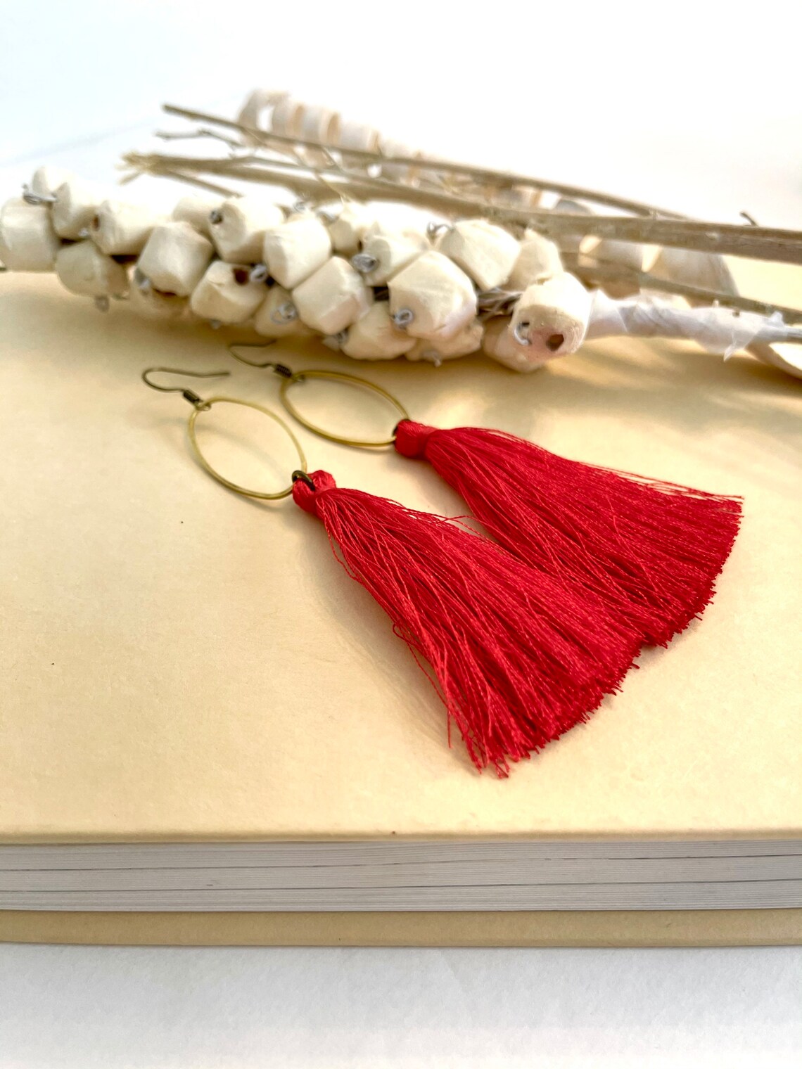 Red Tassel Earrings / Long Red Earrings / Bright Red Silk - Etsy