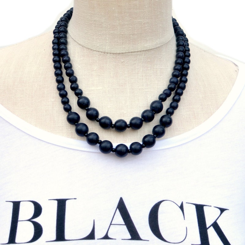 Black Bead Necklace - Etsy