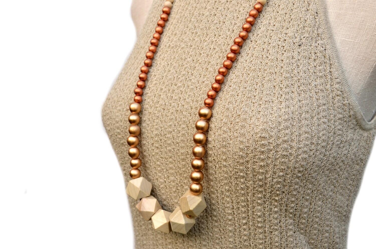 Long Wood Bead Necklace / Long Beaded Necklace / Wooden - Etsy