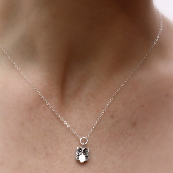 Silver Owl Necklace - Etsy