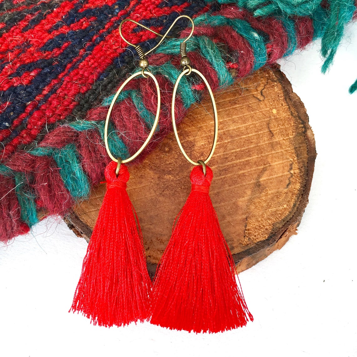 Red Tassel Earrings / Long Red Earrings / Bright Red Silk - Etsy