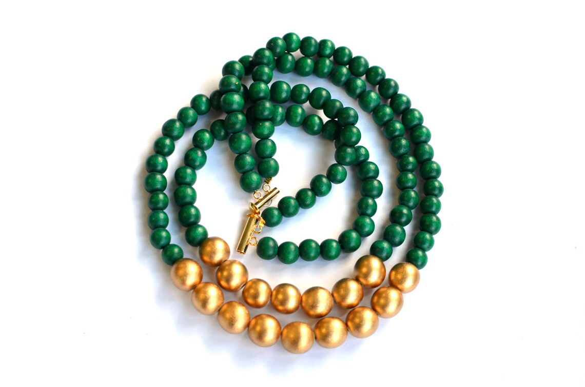 Green Beaded Necklace / Green Statement Necklace / Green and - Etsy