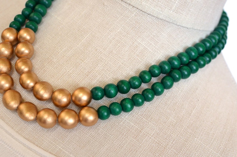 Green Beaded Necklace / Green Statement Necklace / Green and - Etsy