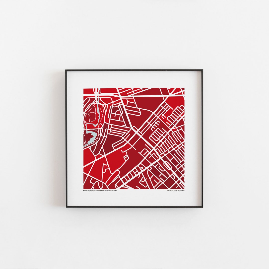 Northeastern University - Map Print - Etsy