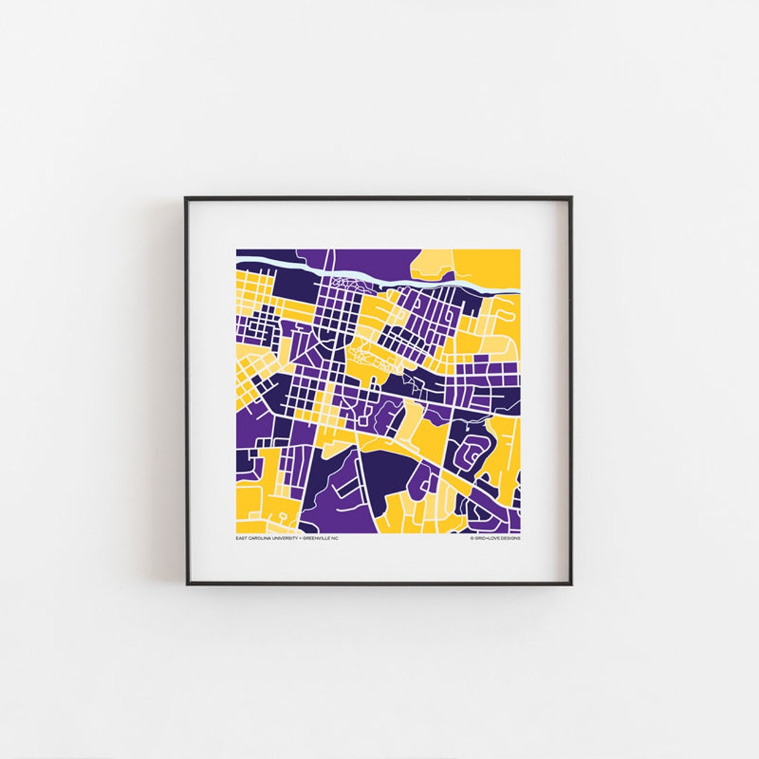 East Carolina University - Map Print - Etsy