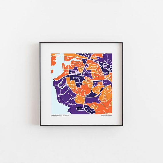 Clemson University Map Print | Etsy