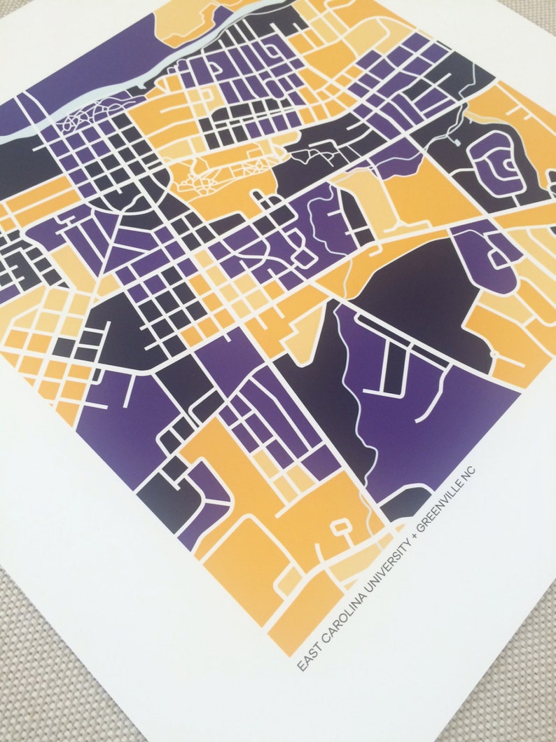 East Carolina University Map Print - Etsy